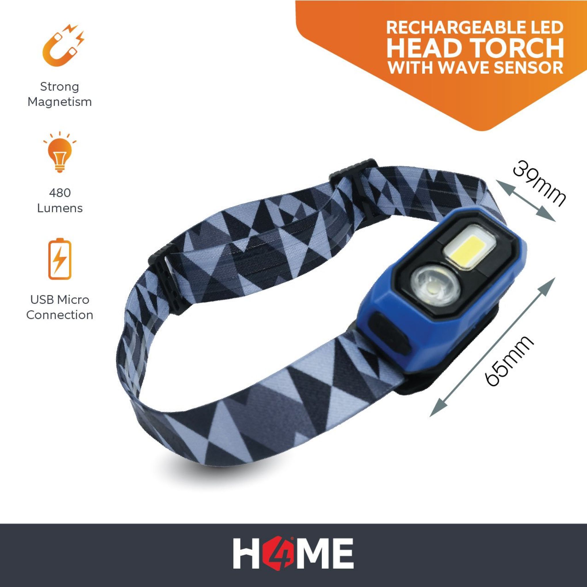 Magnetic Rechargeable LED Head Torch with Wave Sensor | FIRST4MAGNETS®️ US