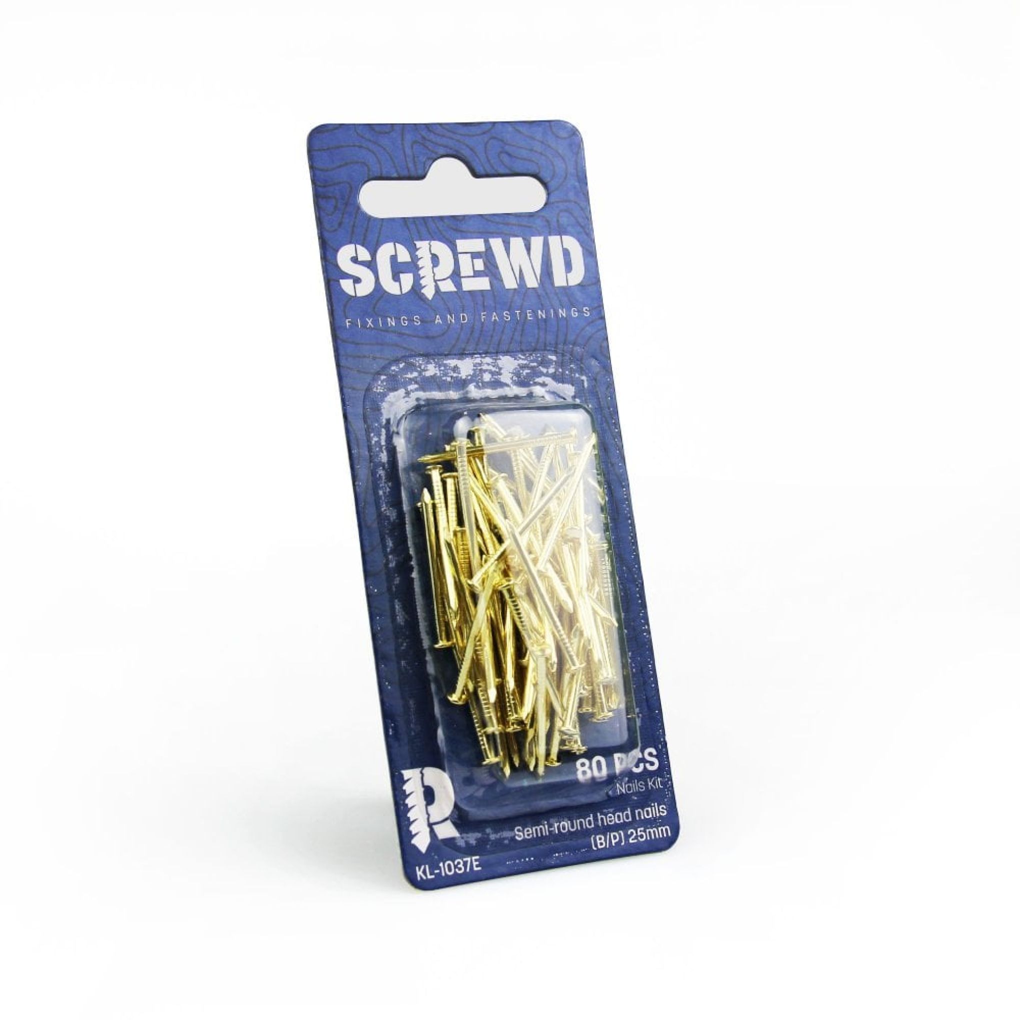 SCREWD 1 in. Brass-Plated Semi-Round Head Nails (3 Packs of 80)
