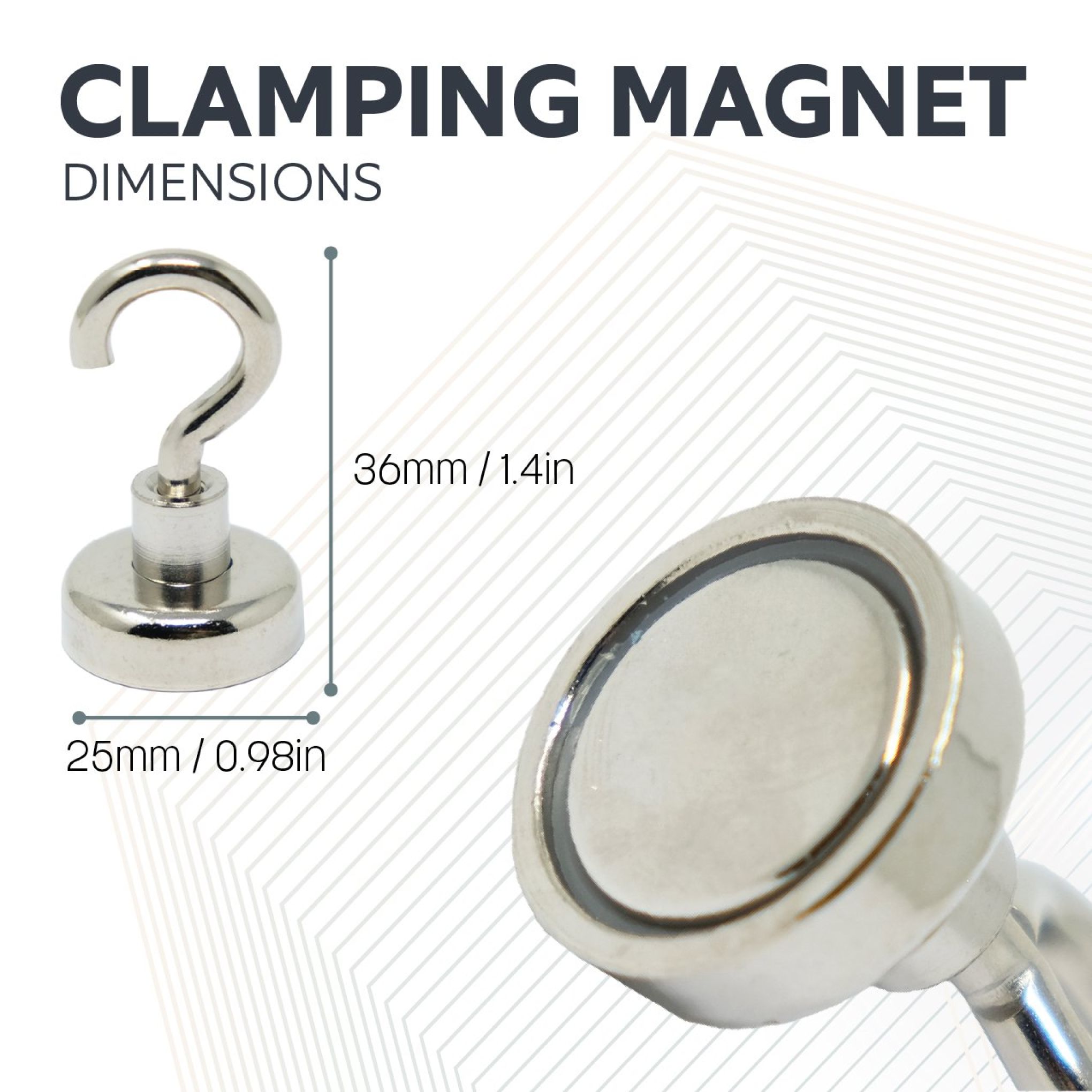 N42 Neodymium Clamping Magnet with M5 Eyebolt - 1 in. - 44.1lbs Pull