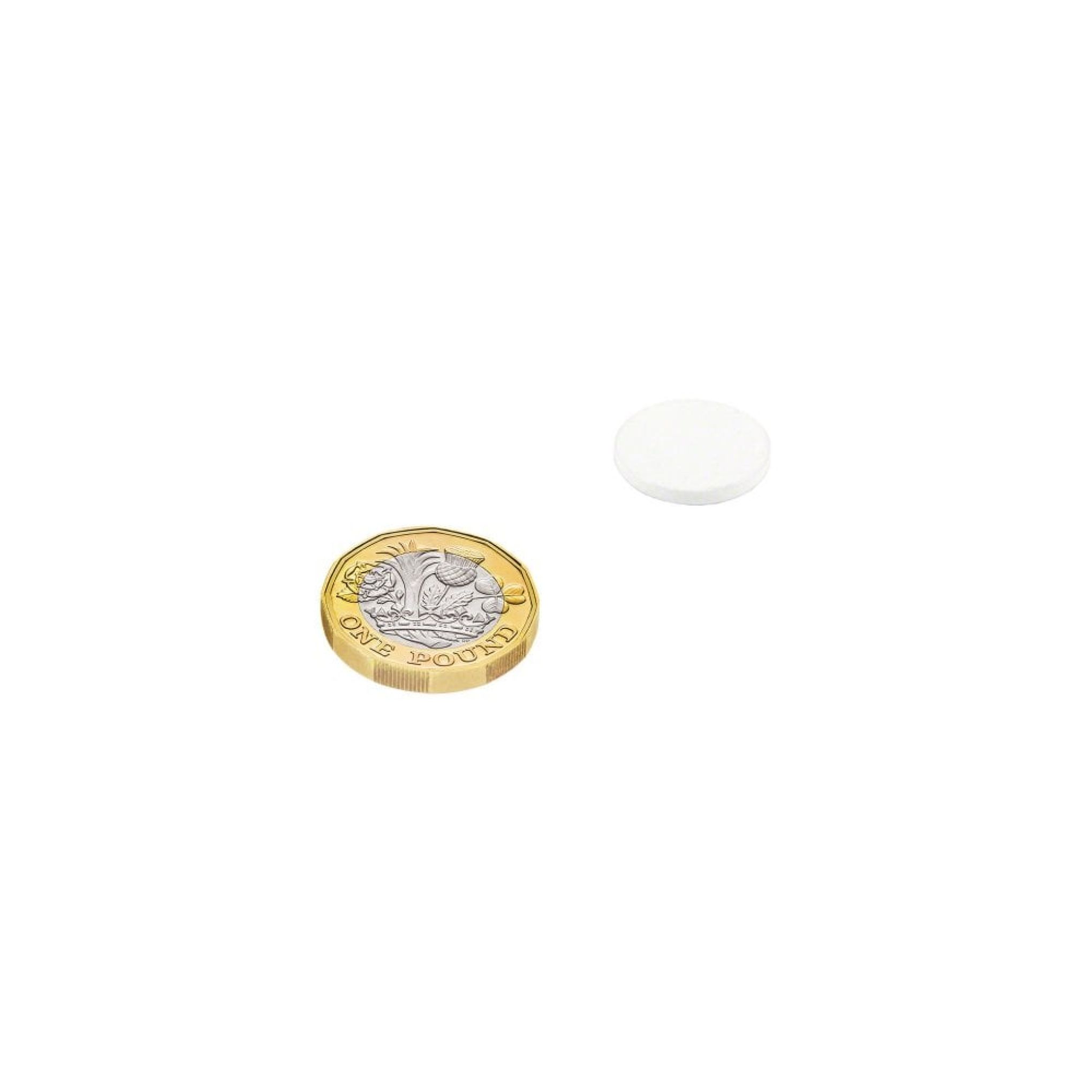 White Painted Mild Steel Disc with 3M™ Self-Adhesive - 5/8 in. dia x 9/ ...