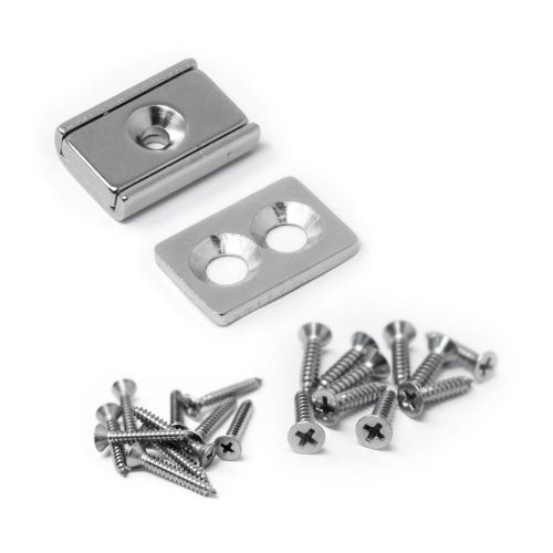 Neodymium Magnet & Steel Plate Pack - 13/16 x 9/16 x 3/16 in. w/ 1/8 in ...