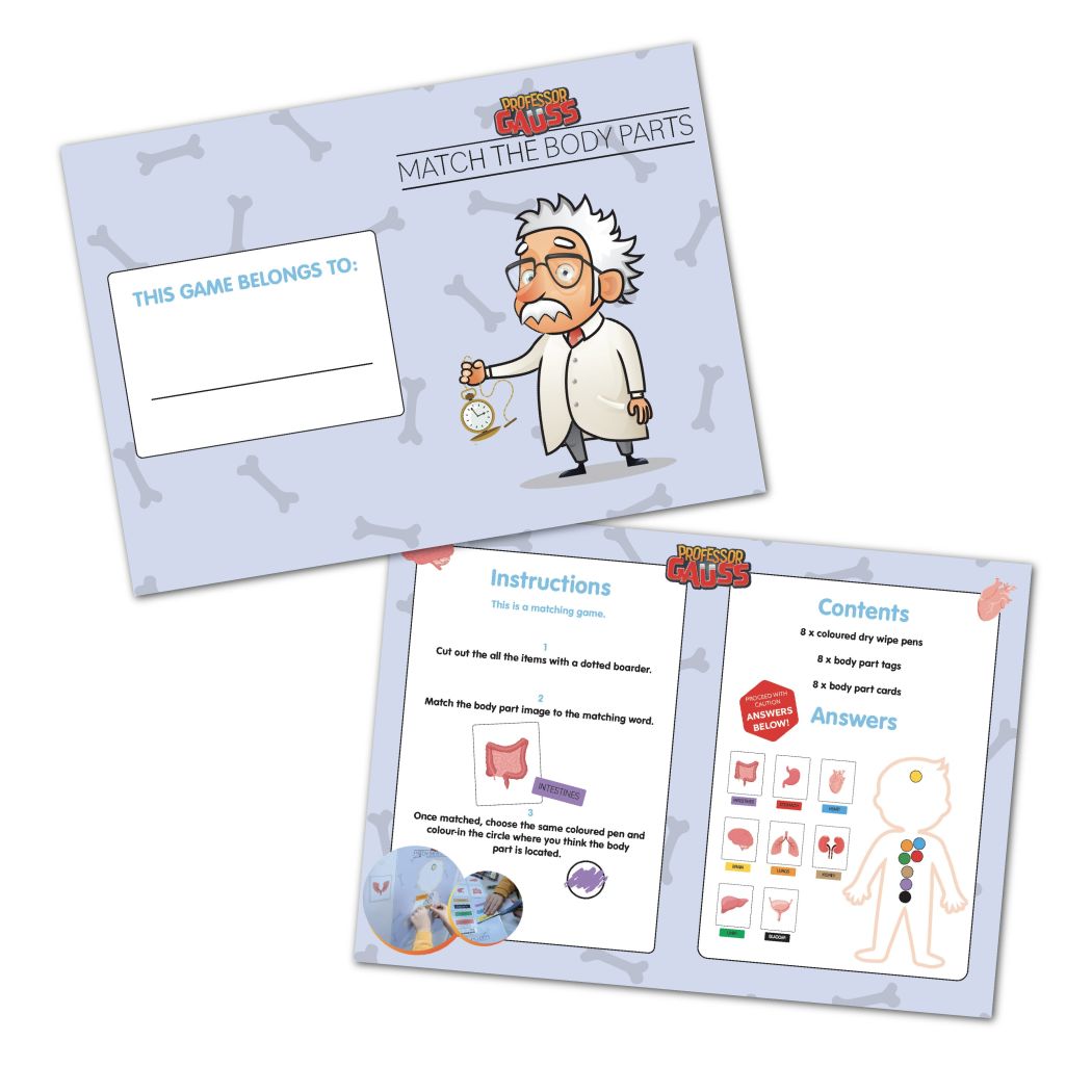 Professor Gauss™ Printed Magnet Game for Kids - Body Parts ...